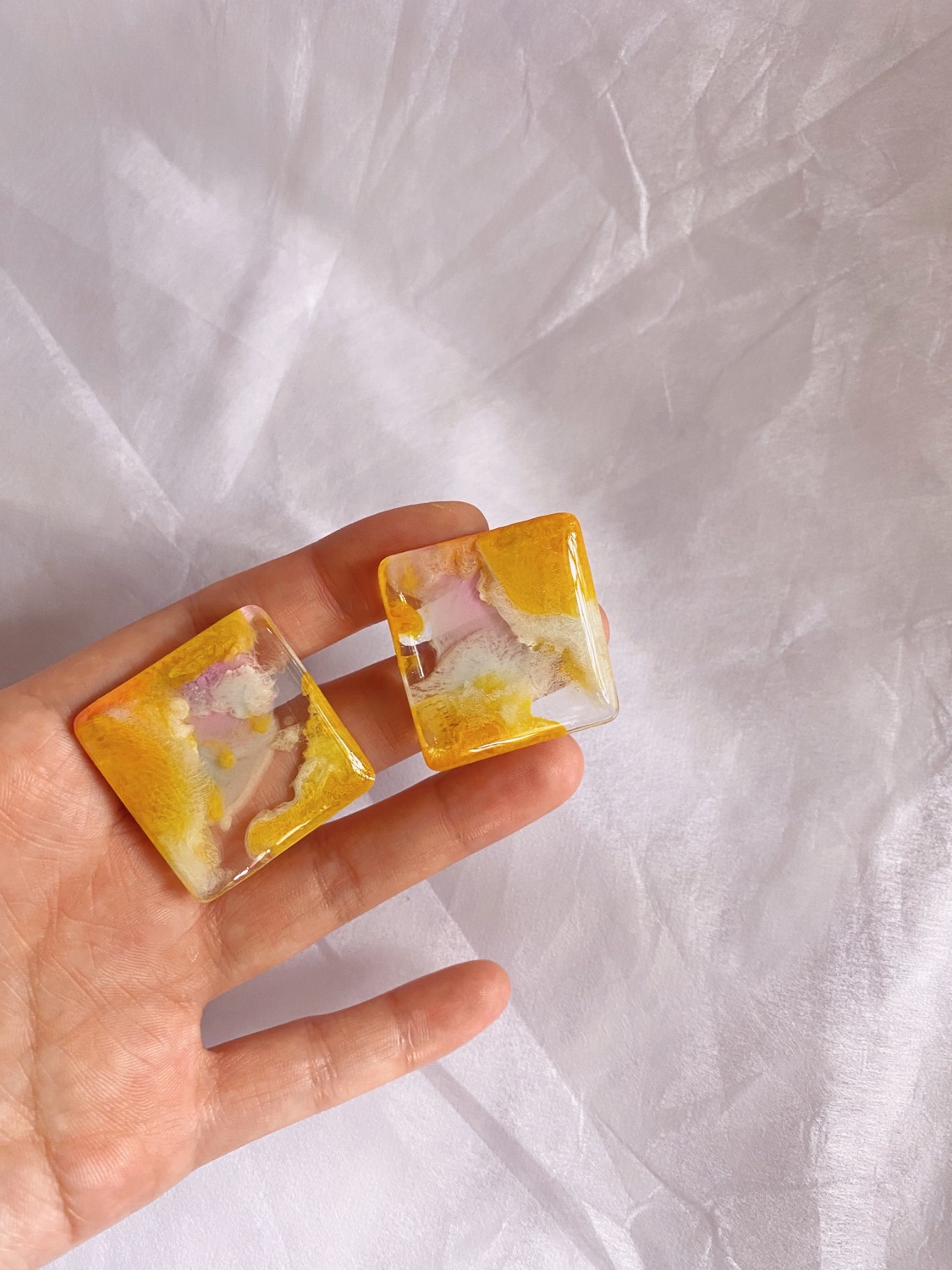 Large Square Resin Stud, Resin Jewelry on Luulla